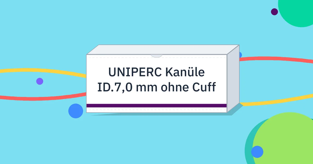 Symbolbild: Packung mit der Aufschrift UNIPERC Kanüle ID.7,0 mm ohne Cuff (PZN 09177467) – Verfügbarkeit und Bezug in Apotheken in Frankfurt am Main