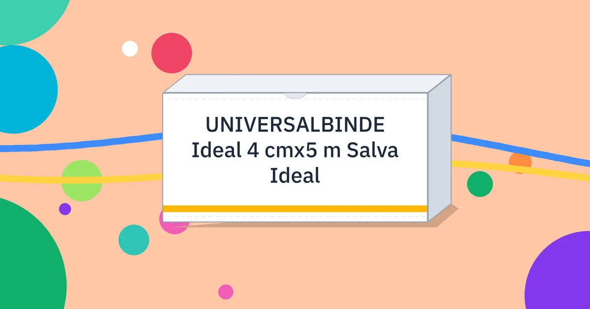 Symbolbild: Packung mit der Aufschrift UNIVERSALBINDE Ideal 4 cmx5 m Salva Ideal (PZN 10351083) – Verfügbarkeit und Bezug in Apotheken in Frankfurt am Main