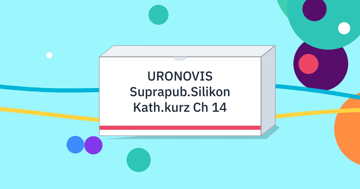 Symbolbild: Packung mit der Aufschrift URONOVIS Suprapub.Silikon Kath.kurz Ch 14 (PZN 02807327) – Verfügbarkeit und Bezug in Apotheken in Frankfurt am Main