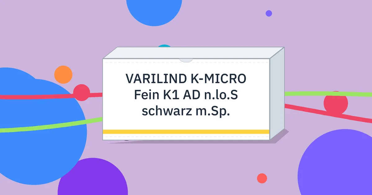 Symbolbild: Packung mit der Aufschrift VARILIND K-MICRO Fein K1 AD n.lo.S schwarz m.Sp. (PZN 20557762) – Verfügbarkeit und Bezug in Apotheken in Frankfurt am Main