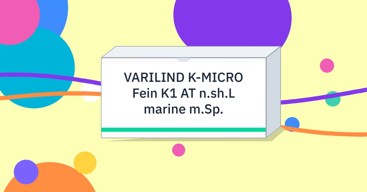 Symbolbild: Packung mit der Aufschrift VARILIND K-MICRO Fein K1 AT n.sh.L marine m.Sp. (PZN 20551943) – Verfügbarkeit und Bezug in Apotheken in Frankfurt am Main