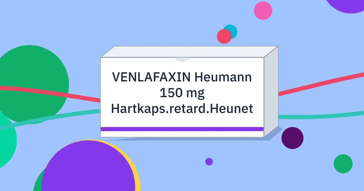 Symbolbild: Packung mit der Aufschrift VENLAFAXIN Heumann 150 mg Hartkaps.retard.Heunet (PZN 09494038) – Verfügbarkeit und Bezug in Apotheken in Frankfurt am Main