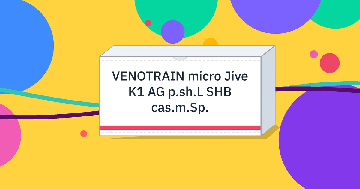 Symbolbild: Packung mit der Aufschrift VENOTRAIN micro Jive K1 AG p.sh.L SHB cas.m.Sp. (PZN 20767117) – Verfügbarkeit und Bezug in Apotheken in Frankfurt am Main
