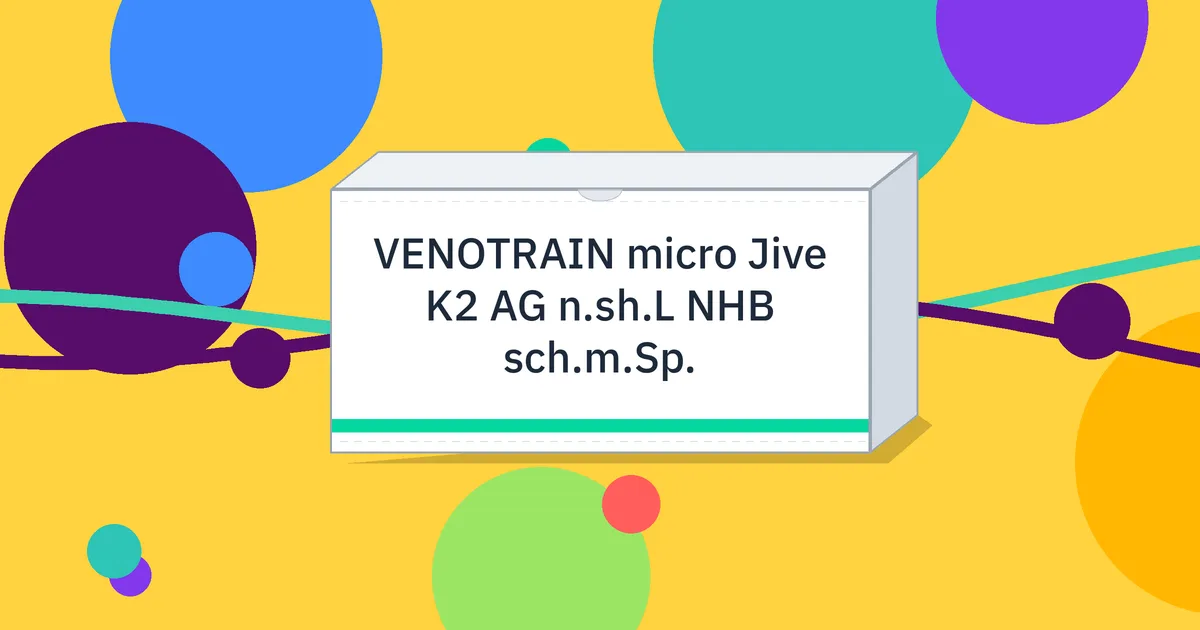 Symbolbild: Packung mit der Aufschrift VENOTRAIN micro Jive K2 AG n.sh.L NHB sch.m.Sp. (PZN 17768231) – Verfügbarkeit und Bezug in Apotheken in Frankfurt am Main