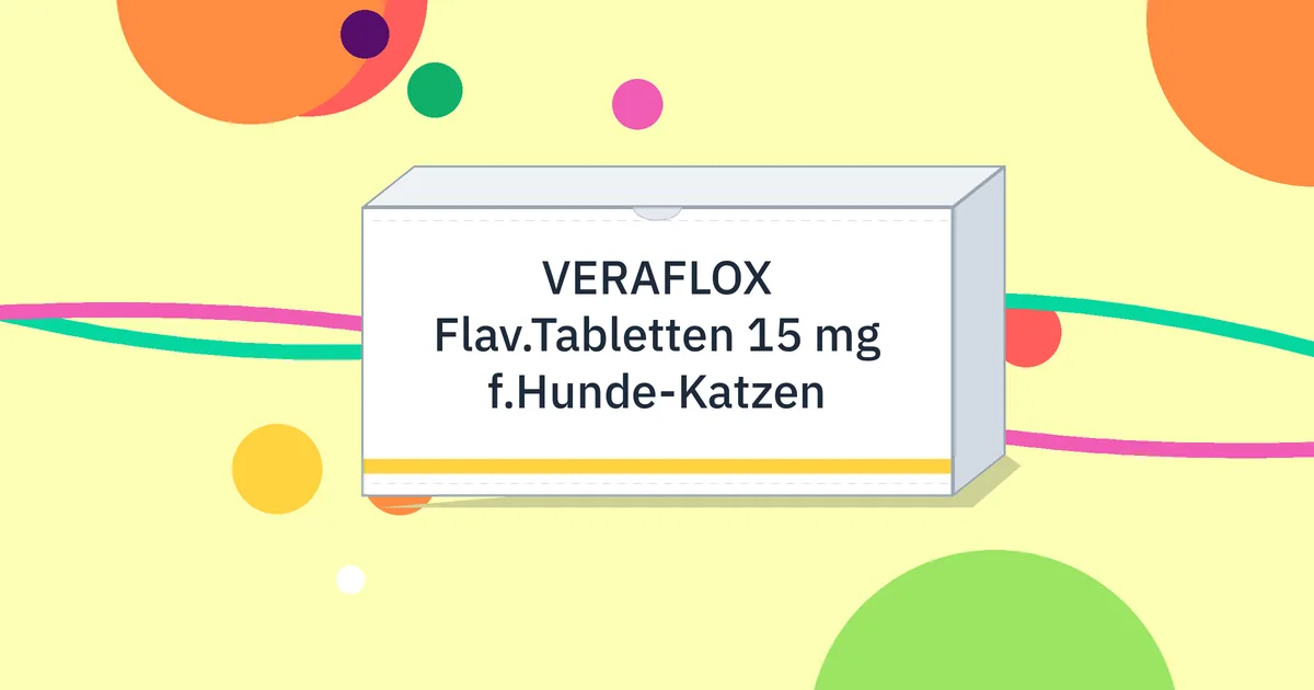 Symbolbild: Packung mit der Aufschrift VERAFLOX Flav.Tabletten 15 mg f.Hunde-Katzen (PZN 07419386) – Verfügbarkeit und Bezug in Apotheken in Frankfurt am Main