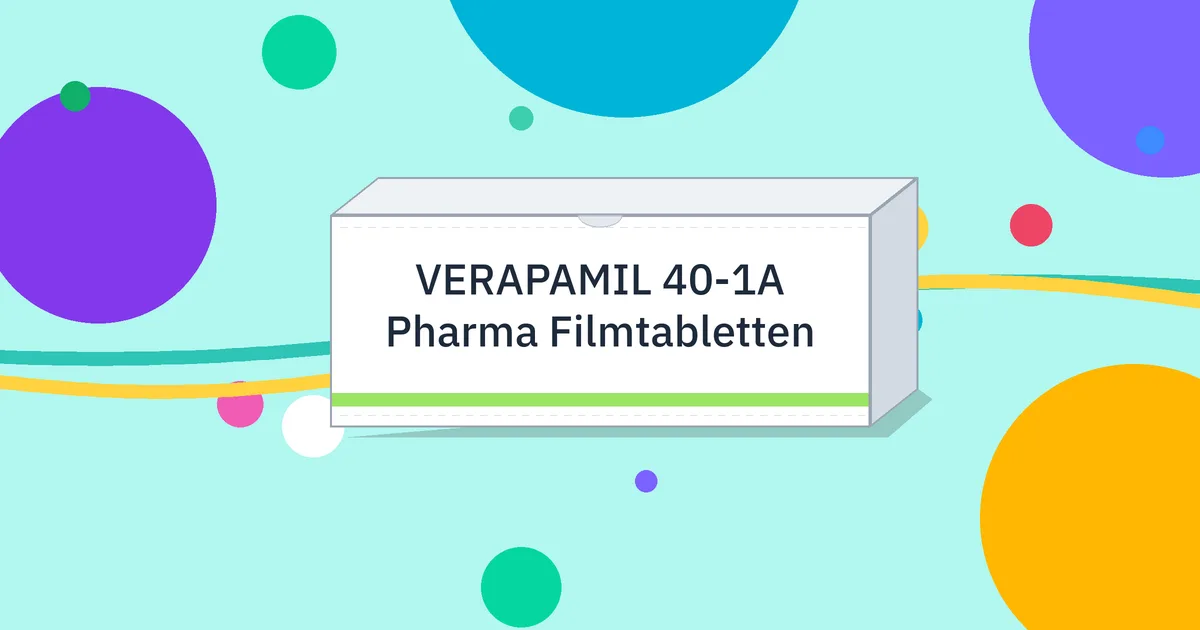 Symbolbild: Packung mit der Aufschrift VERAPAMIL 40-1A Pharma Filmtabletten (PZN 05517386) – Verfügbarkeit und Bezug in Apotheken in Frankfurt am Main