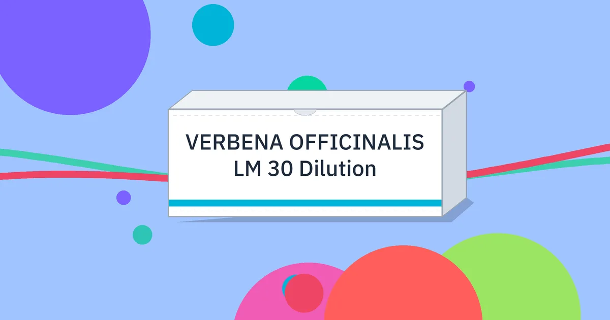 Symbolbild: Packung mit der Aufschrift VERBENA OFFICINALIS LM 30 Dilution (PZN 13267495) – Verfügbarkeit und Bezug in Apotheken in Frankfurt am Main