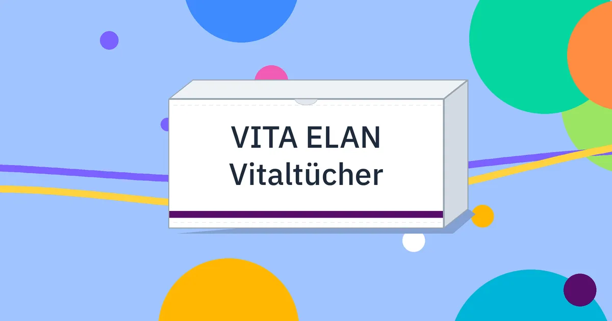 Symbolbild: Packung mit der Aufschrift VITA ELAN Vitaltücher (PZN 08882347) – Verfügbarkeit und Bezug in Apotheken in Frankfurt am Main