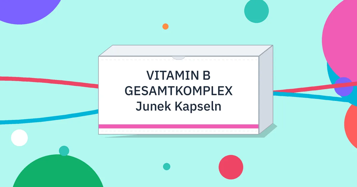 Symbolbild: Packung mit der Aufschrift VITAMIN B GESAMTKOMPLEX Junek Kapseln (PZN 10051547) – Verfügbarkeit und Bezug in Apotheken in Frankfurt am Main