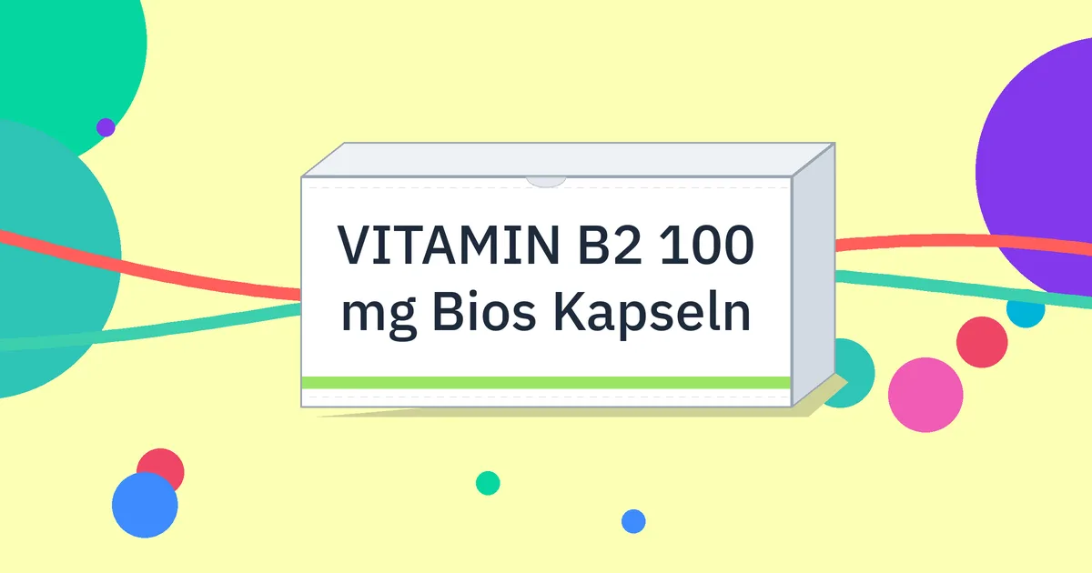 Symbolbild: Packung mit der Aufschrift VITAMIN B2 100 mg Bios Kapseln (PZN 16571704) – Verfügbarkeit und Bezug in Apotheken in Frankfurt am Main