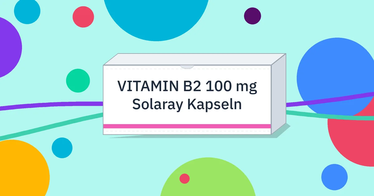 Symbolbild: Packung mit der Aufschrift VITAMIN B2 100 mg Solaray Kapseln (PZN 17254957) – Verfügbarkeit und Bezug in Apotheken in Frankfurt am Main