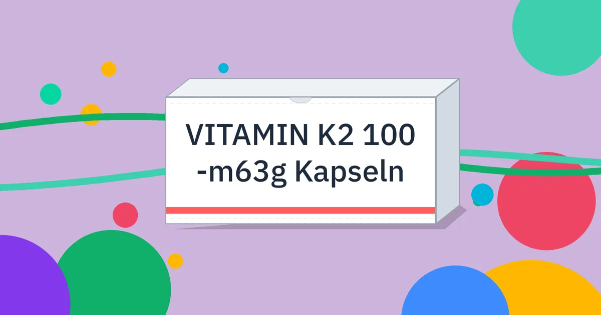 Symbolbild: Packung mit der Aufschrift VITAMIN K2 100 -m63g Kapseln (PZN 16387099) – Verfügbarkeit und Bezug in Apotheken in Frankfurt am Main