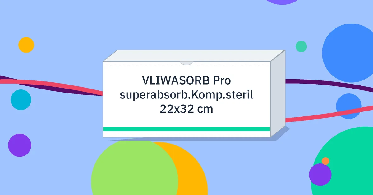 Symbolbild: Packung mit der Aufschrift VLIWASORB Pro superabsorb.Komp.steril 22x32 cm (PZN 19975218) – Verfügbarkeit und Bezug in Apotheken in Frankfurt am Main