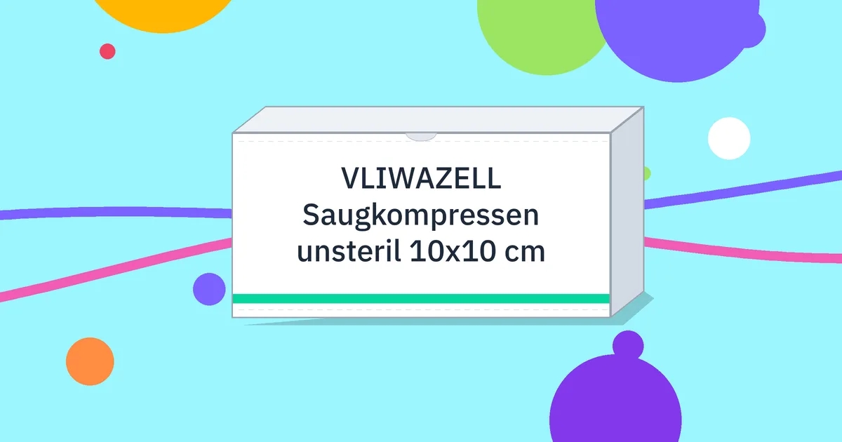 Symbolbild: Packung mit der Aufschrift VLIWAZELL Saugkompressen unsteril 10x10 cm (PZN 02232708) – Verfügbarkeit und Bezug in Apotheken in Frankfurt am Main