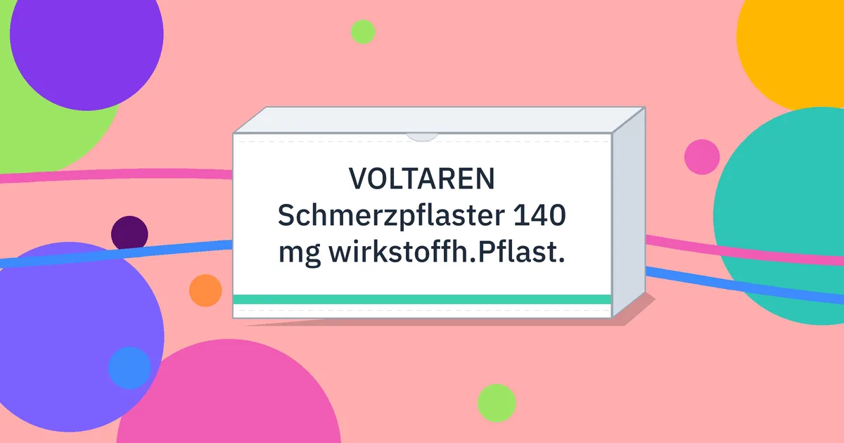 Symbolbild: Packung mit der Aufschrift VOLTAREN Schmerzpflaster 140 mg wirkstoffh.Pflast. (PZN 13946776) – Verfügbarkeit und Bezug in Apotheken in Frankfurt am Main