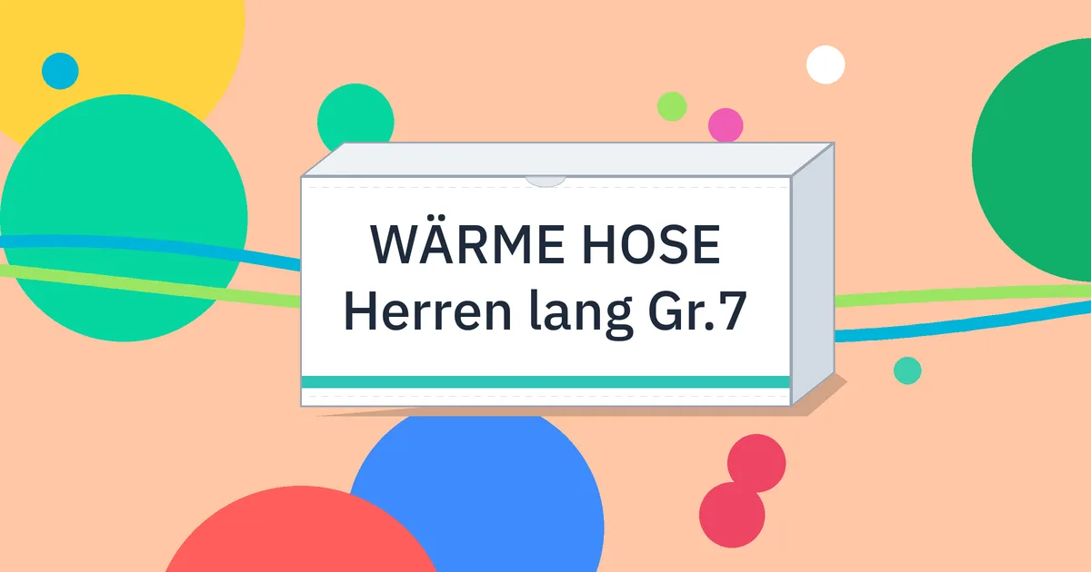 Symbolbild: Packung mit der Aufschrift WÄRME HOSE Herren lang Gr.7 (PZN 02446154) – Verfügbarkeit und Bezug in Apotheken in Frankfurt am Main
