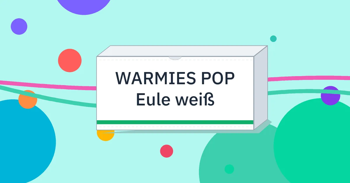 Symbolbild: Packung mit der Aufschrift WARMIES POP Eule weiß (PZN 10917573) – Verfügbarkeit und Bezug in Apotheken in Frankfurt am Main