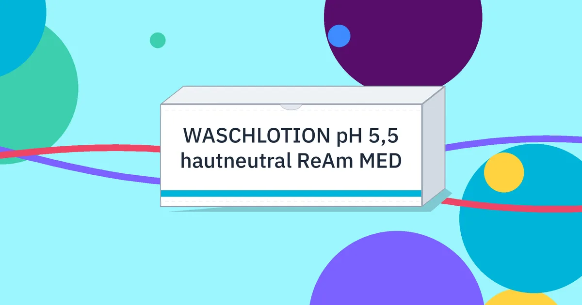 Symbolbild: Packung mit der Aufschrift WASCHLOTION pH 5,5 hautneutral ReAm MED (PZN 13515059) – Verfügbarkeit und Bezug in Apotheken in Frankfurt am Main