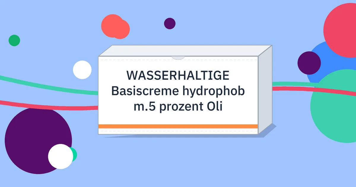 Symbolbild: Packung mit der Aufschrift WASSERHALTIGE Basiscreme hydrophob m.5 prozent Oli (PZN 00760722) – Verfügbarkeit und Bezug in Apotheken in Frankfurt am Main