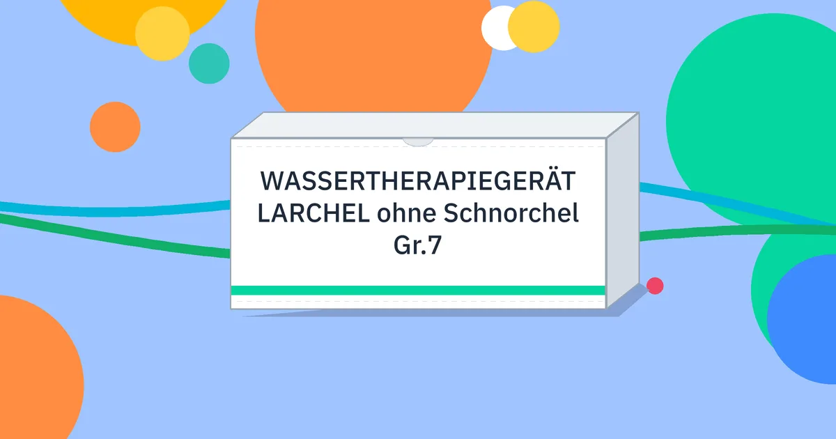 Symbolbild: Packung mit der Aufschrift WASSERTHERAPIEGERÄT LARCHEL ohne Schnorchel Gr.7 (PZN 20228076) – Verfügbarkeit und Bezug in Apotheken in Frankfurt am Main
