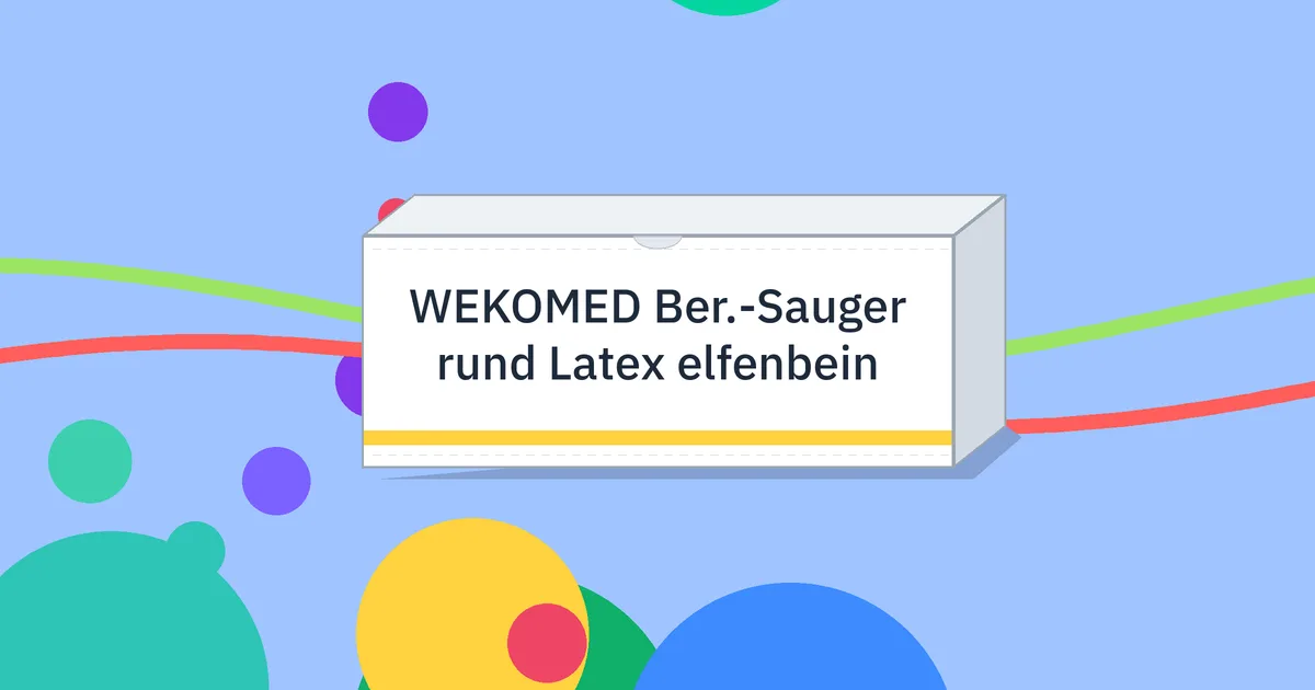 Symbolbild: Packung mit der Aufschrift WEKOMED Ber.-Sauger rund Latex elfenbein (PZN 03322394) – Verfügbarkeit und Bezug in Apotheken in Frankfurt am Main
