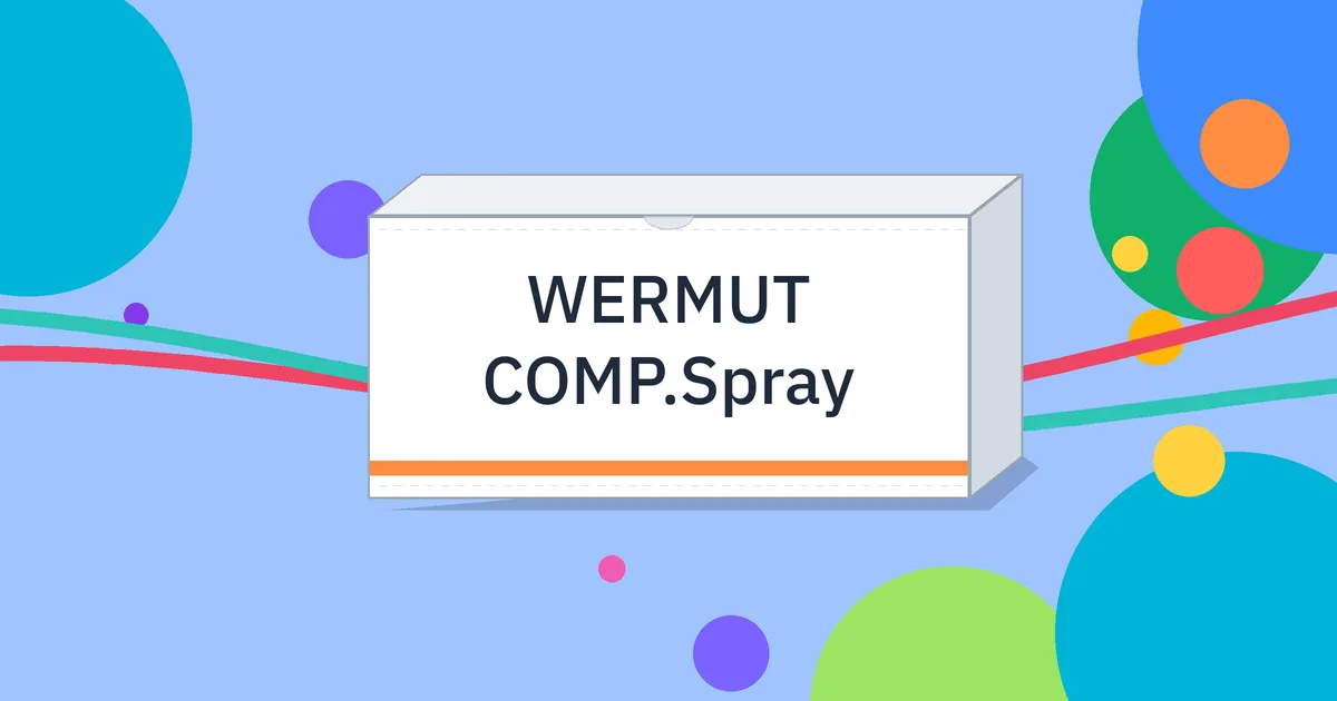 Symbolbild: Packung mit der Aufschrift WERMUT COMP.Spray (PZN 13980129) – Verfügbarkeit und Bezug in Apotheken in Frankfurt am Main