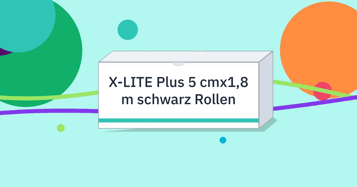 Symbolbild: Packung mit der Aufschrift X-LITE Plus 5 cmx1,8 m schwarz Rollen (PZN 14441564) – Verfügbarkeit und Bezug in Apotheken in Frankfurt am Main