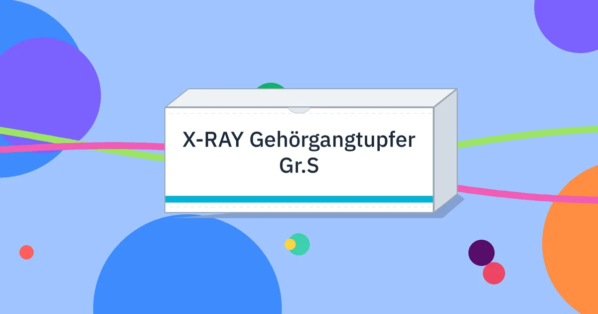 Symbolbild: Packung mit der Aufschrift X-RAY Gehörgangtupfer Gr.S (PZN 04083684) – Verfügbarkeit und Bezug in Apotheken in Frankfurt am Main