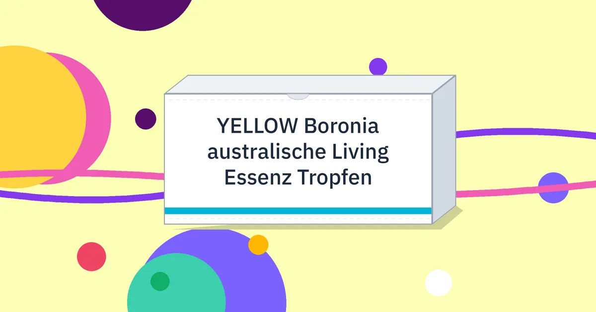 Symbolbild: Packung mit der Aufschrift YELLOW Boronia australische Living Essenz Tropfen (PZN 05011830) – Verfügbarkeit und Bezug in Apotheken in Frankfurt am Main