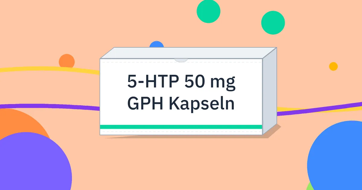 Symbolbild: Packung mit der Aufschrift 5-HTP 50 mg GPH Kapseln (PZN 09377781) – Verfügbarkeit und Bezug in Apotheken in Frankfurt am Main