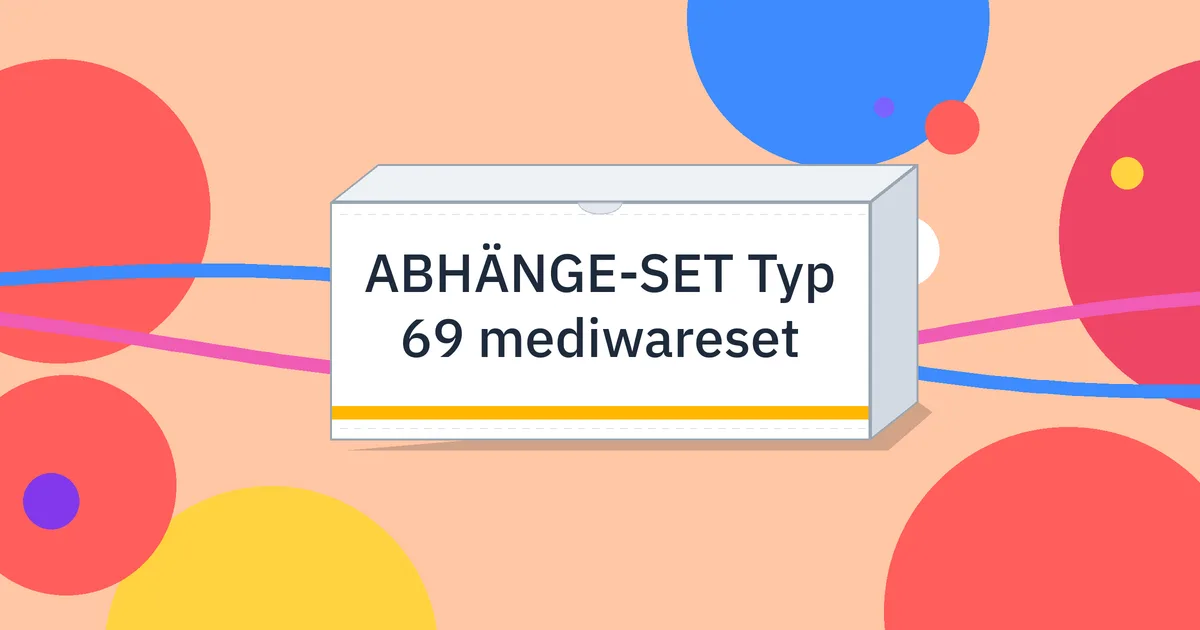 Symbolbild: Packung mit der Aufschrift ABHÄNGE-SET Typ 69 mediwareset (PZN 19548798) – Verfügbarkeit und Bezug in Apotheken in Frankfurt am Main