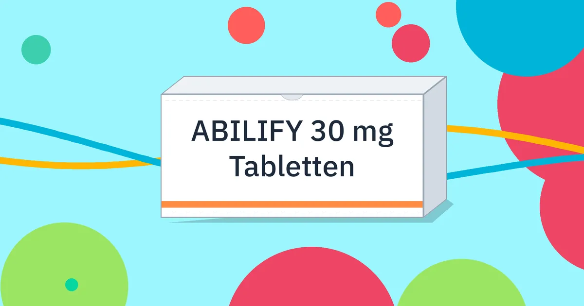 Symbolbild: Packung mit der Aufschrift ABILIFY 30 mg Tabletten (PZN 09098271) – Verfügbarkeit und Bezug in Apotheken in Frankfurt am Main