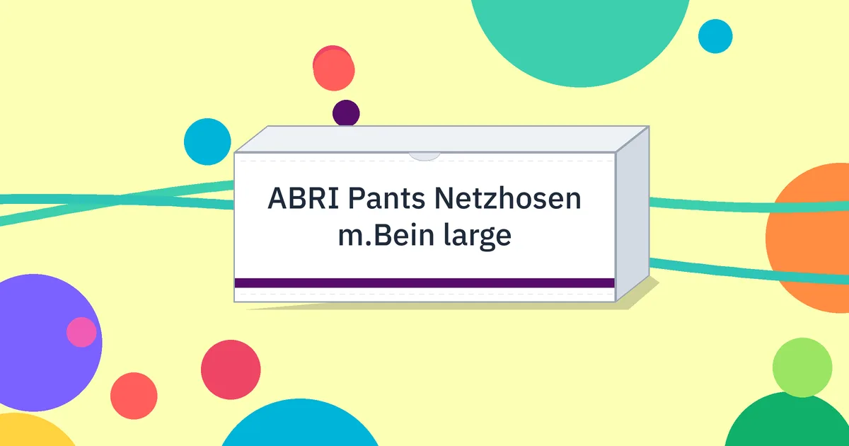 Symbolbild: Packung mit der Aufschrift ABRI Pants Netzhosen m.Bein large (PZN 00112035) – Verfügbarkeit und Bezug in Apotheken in Frankfurt am Main