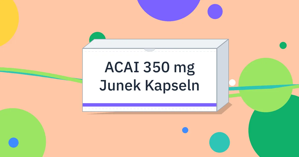 Symbolbild: Packung mit der Aufschrift ACAI 350 mg Junek Kapseln (PZN 10337605) – Verfügbarkeit und Bezug in Apotheken in Frankfurt am Main