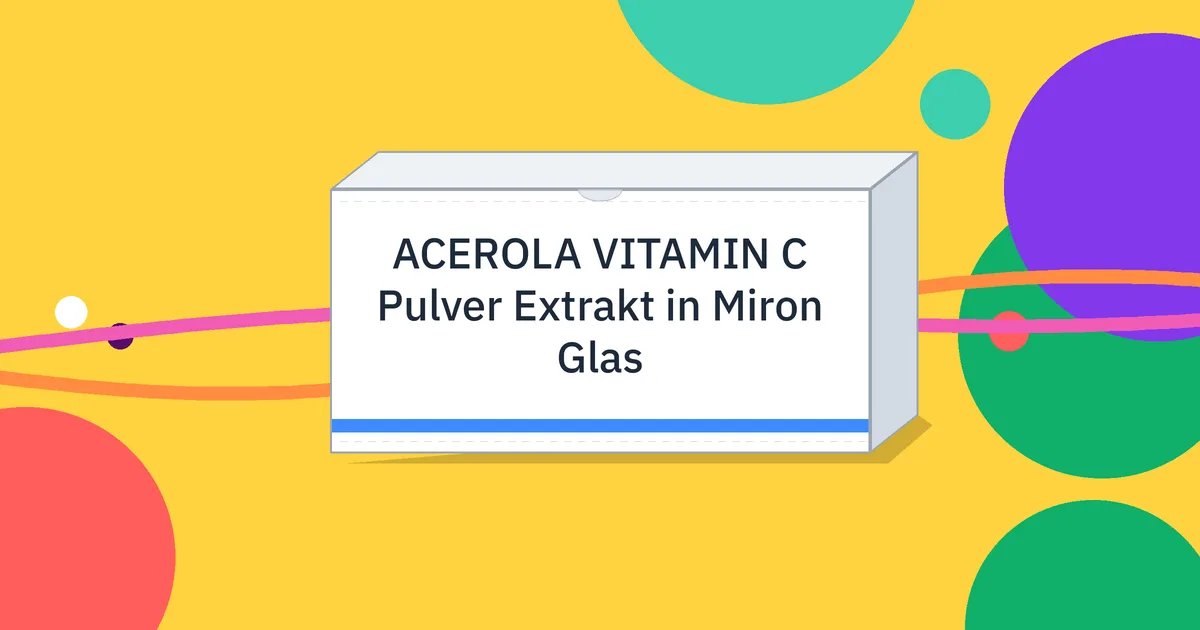 Symbolbild: Packung mit der Aufschrift ACEROLA VITAMIN C Pulver Extrakt in Miron Glas (PZN 15736534) – Verfügbarkeit und Bezug in Apotheken in Frankfurt am Main