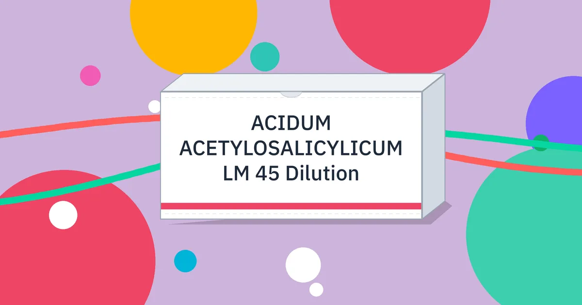 Symbolbild: Packung mit der Aufschrift ACIDUM ACETYLOSALICYLICUM LM 45 Dilution (PZN 13268388) – Verfügbarkeit und Bezug in Apotheken in Frankfurt am Main
