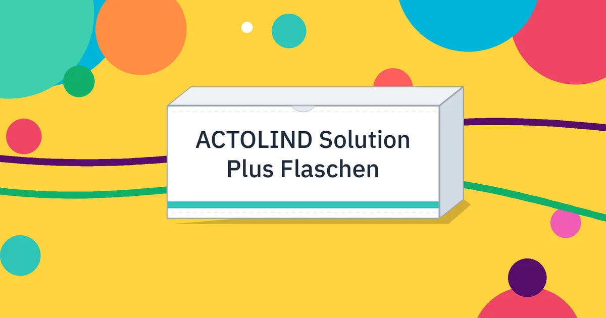 Symbolbild: Packung mit der Aufschrift ACTOLIND Solution Plus Flaschen (PZN 17586926) – Verfügbarkeit und Bezug in Apotheken in Frankfurt am Main