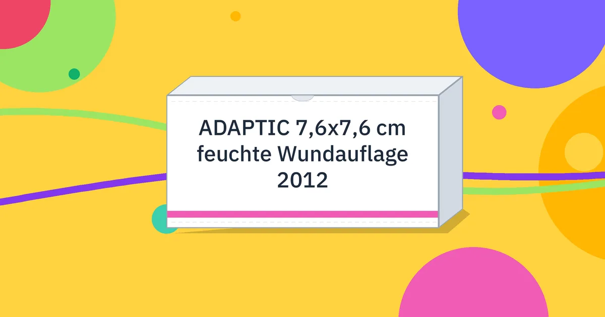 Symbolbild: Packung mit der Aufschrift ADAPTIC 7,6x7,6 cm feuchte Wundauflage 2012 (PZN 05104081) – Verfügbarkeit und Bezug in Apotheken in Frankfurt am Main