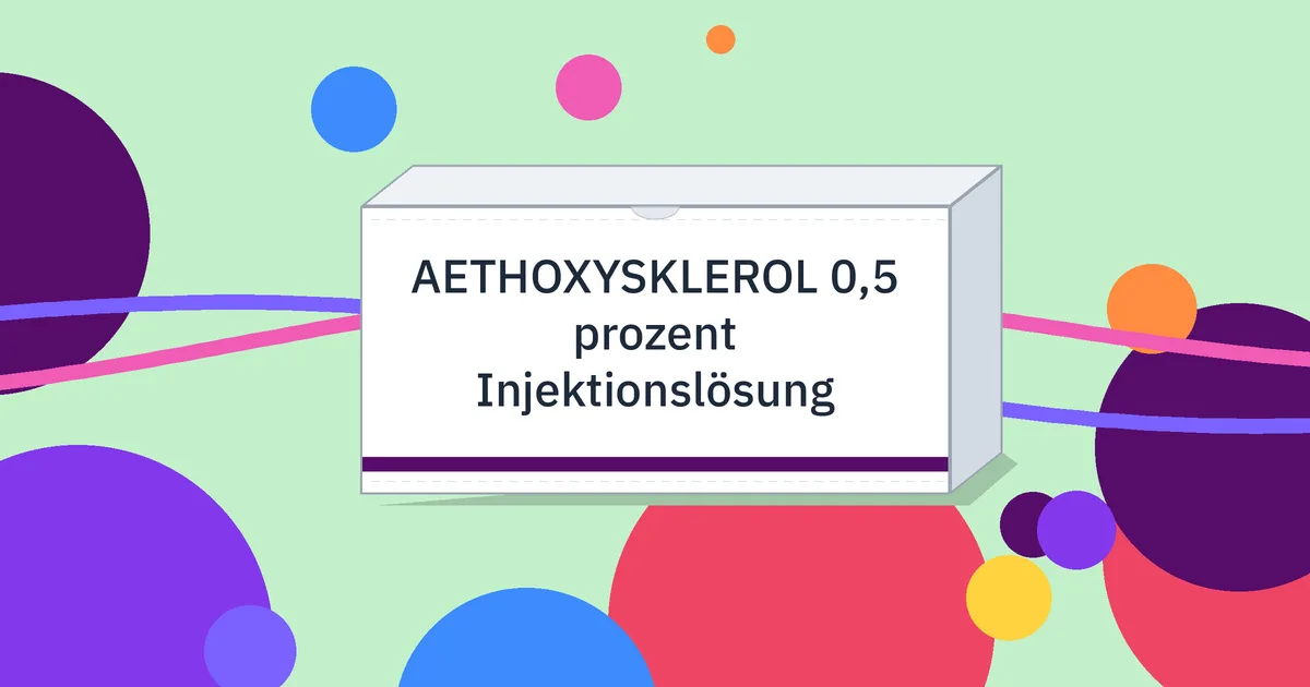 Symbolbild: Packung mit der Aufschrift AETHOXYSKLEROL 0,5 prozent Injektionslösung (PZN 01291910) – Verfügbarkeit und Bezug in Apotheken in Frankfurt am Main