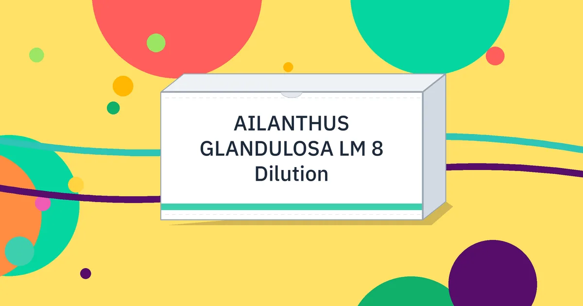 Symbolbild: Packung mit der Aufschrift AILANTHUS GLANDULOSA LM 8 Dilution (PZN 13307792) – Verfügbarkeit und Bezug in Apotheken in Frankfurt am Main