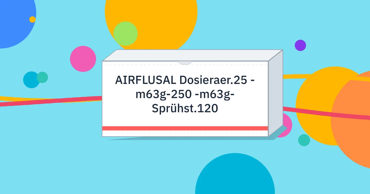 Symbolbild: Packung mit der Aufschrift AIRFLUSAL Dosieraer.25 -m63g-250 -m63g-Sprühst.120 (PZN 11889979) – Verfügbarkeit und Bezug in Apotheken in Frankfurt am Main