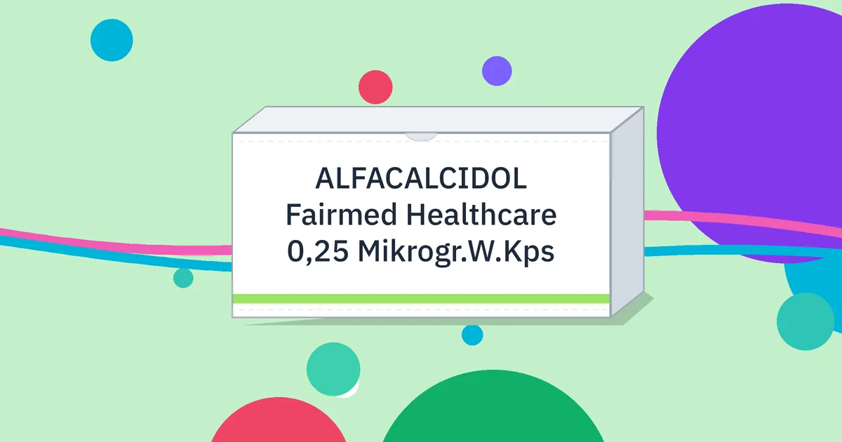 Symbolbild: Packung mit der Aufschrift ALFACALCIDOL Fairmed Healthcare 0,25 Mikrogr.W.Kps (PZN 16564319) – Verfügbarkeit und Bezug in Apotheken in Frankfurt am Main