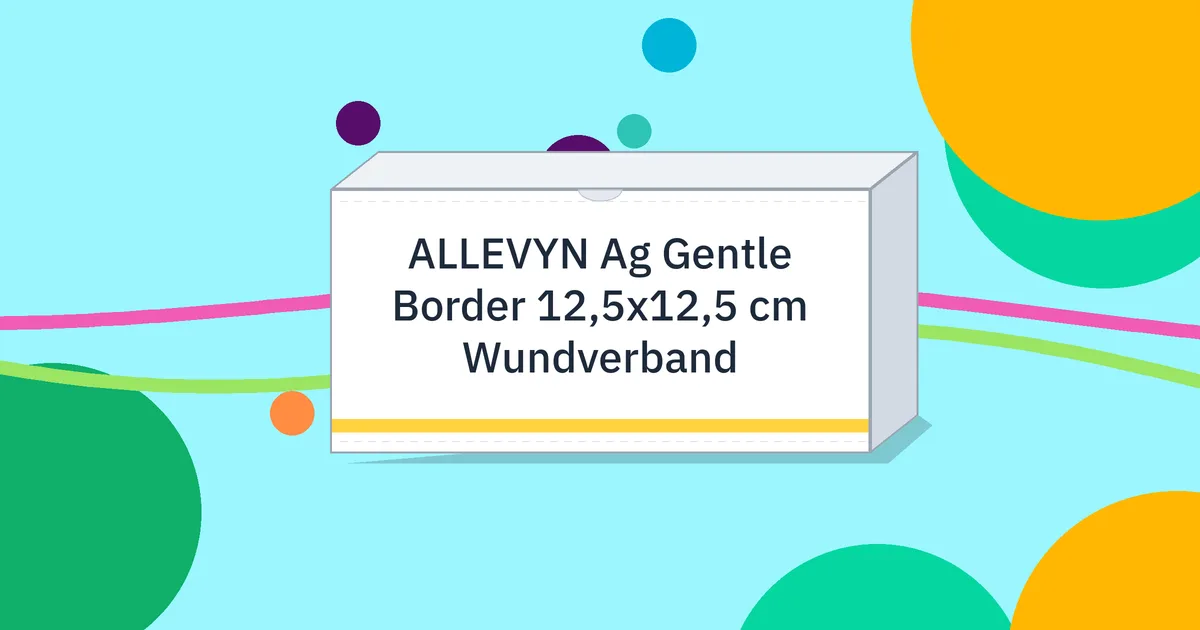 Symbolbild: Packung mit der Aufschrift ALLEVYN Ag Gentle Border 12,5x12,5 cm Wundverband (PZN 18034293) – Verfügbarkeit und Bezug in Apotheken in Frankfurt am Main