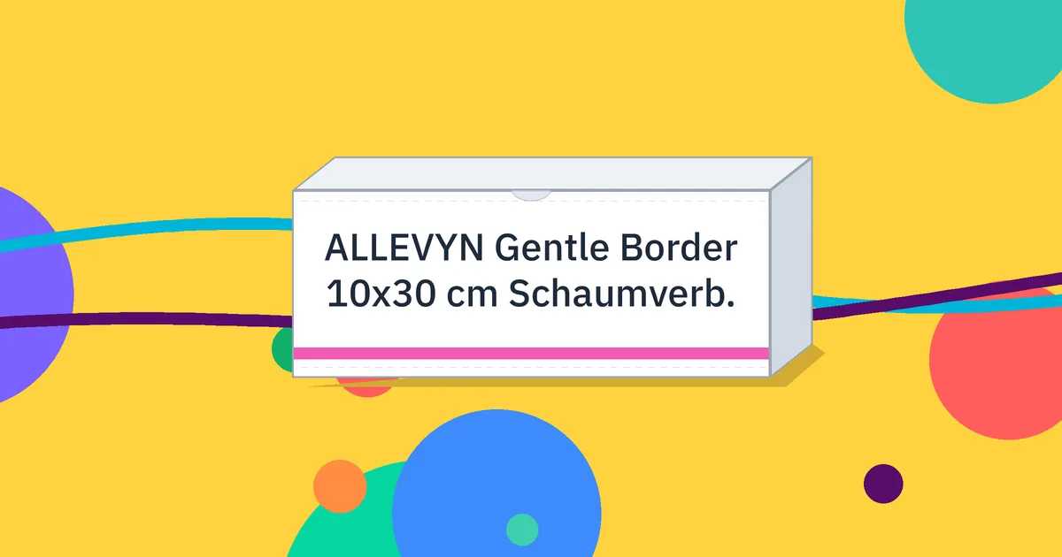 Symbolbild: Packung mit der Aufschrift ALLEVYN Gentle Border 10x30 cm Schaumverb. (PZN 16026817) – Verfügbarkeit und Bezug in Apotheken in Frankfurt am Main