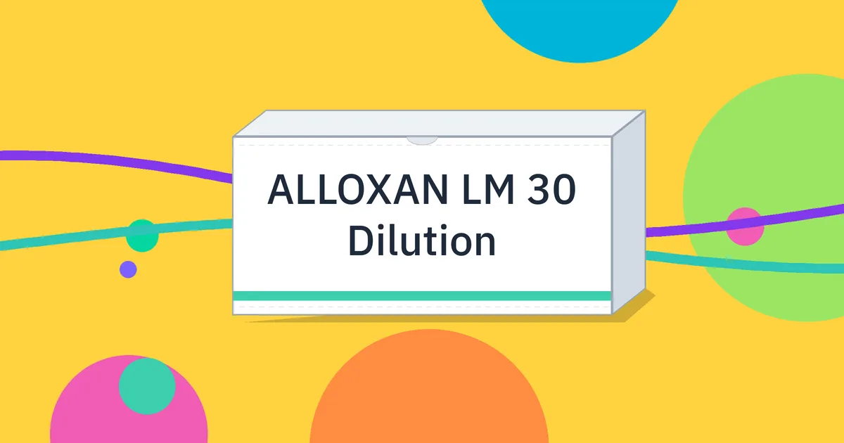 Symbolbild: Packung mit der Aufschrift ALLOXAN LM 30 Dilution (PZN 13312238) – Verfügbarkeit und Bezug in Apotheken in Frankfurt am Main