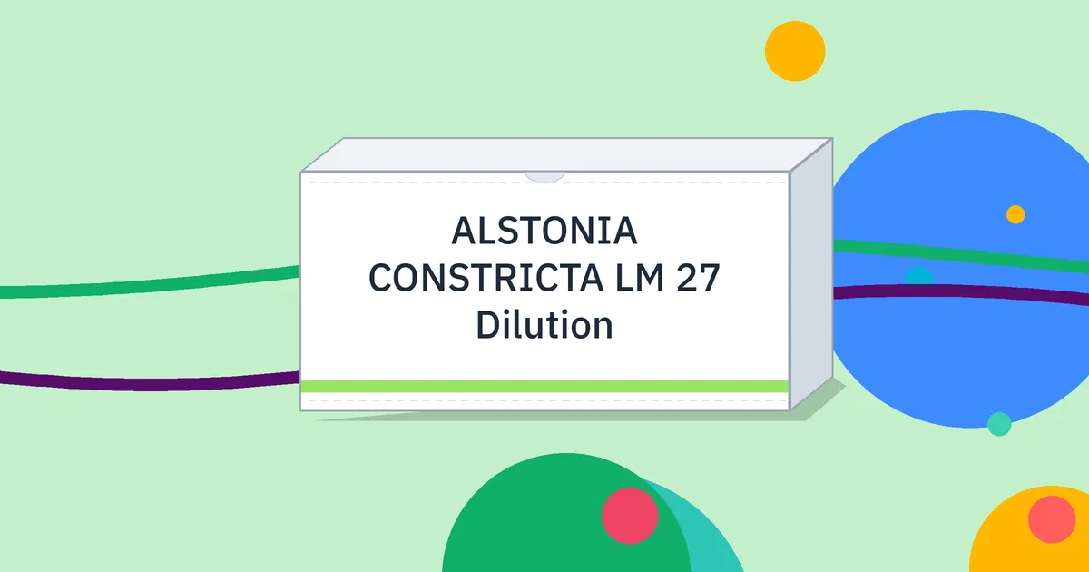 Symbolbild: Packung mit der Aufschrift ALSTONIA CONSTRICTA LM 27 Dilution (PZN 13314510) – Verfügbarkeit und Bezug in Apotheken in Frankfurt am Main