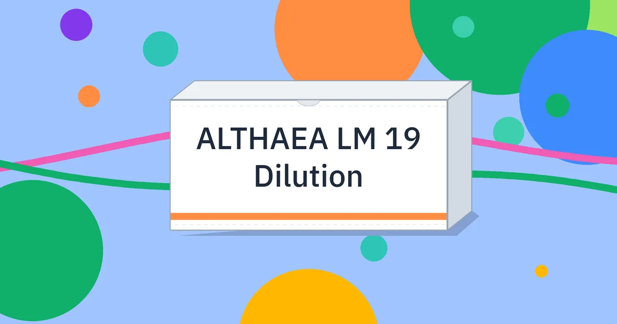 Symbolbild: Packung mit der Aufschrift ALTHAEA LM 19 Dilution (PZN 13315389) – Verfügbarkeit und Bezug in Apotheken in Frankfurt am Main