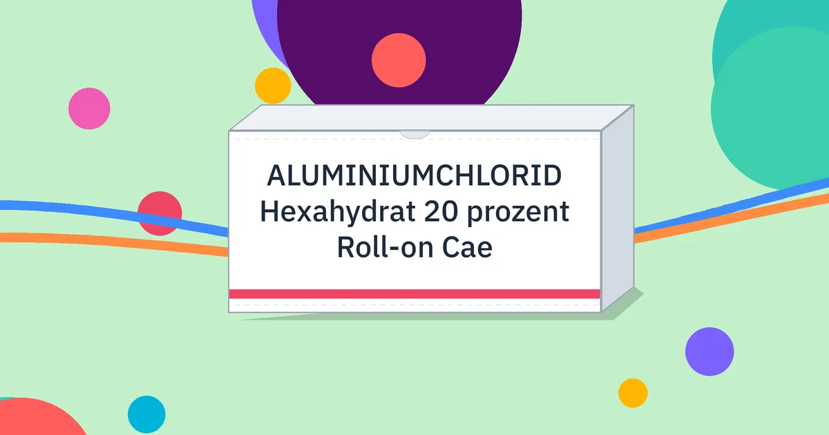 Symbolbild: Packung mit der Aufschrift ALUMINIUMCHLORID Hexahydrat 20 prozent Roll-on Cae (PZN 19818482) – Verfügbarkeit und Bezug in Apotheken in Frankfurt am Main