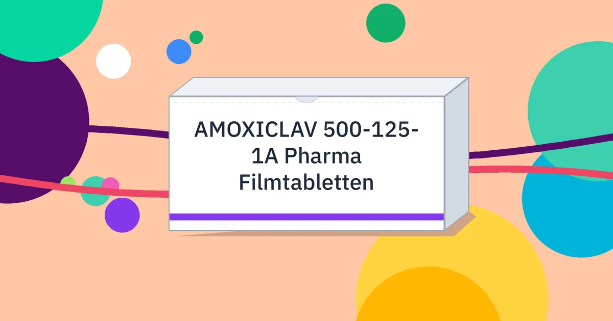 Symbolbild: Packung mit der Aufschrift AMOXICLAV 500-125-1A Pharma Filmtabletten (PZN 04492282) – Verfügbarkeit und Bezug in Apotheken in Frankfurt am Main