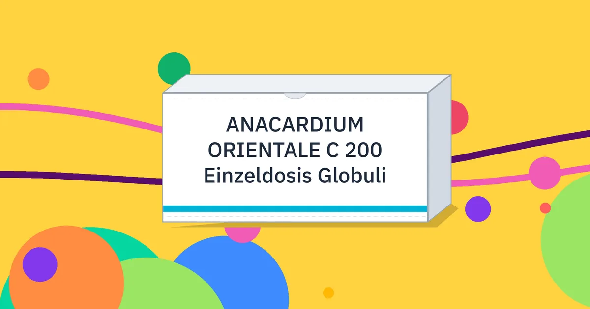 Symbolbild: Packung mit der Aufschrift ANACARDIUM ORIENTALE C 200 Einzeldosis Globuli (PZN 01576015) – Verfügbarkeit und Bezug in Apotheken in Frankfurt am Main